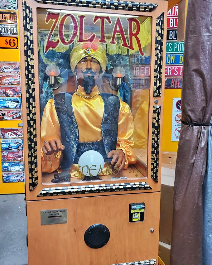 Zoltar knows all, sees all, and charges just a couple quarters for the privilege. Carnival mystique meets shopping adventure.