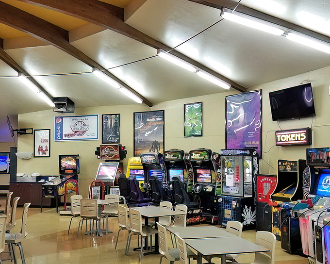 While waiting for showtime, challenge your date to air hockey. Winner gets to choose which movie snack to share first.