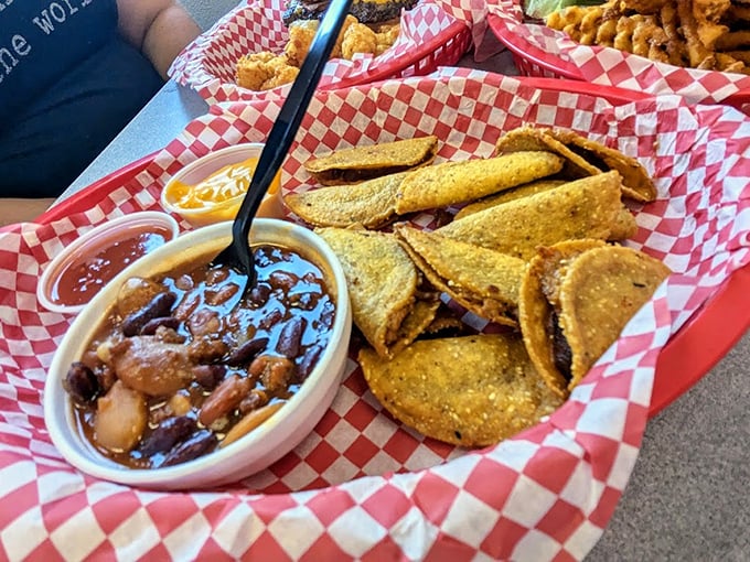 Hearty chili with beans served alongside crispy tortilla chips – warming South Dakota souls one bowl at a time.