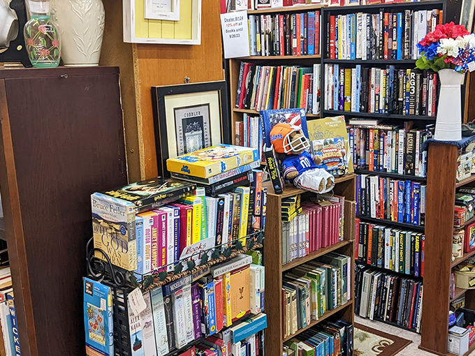 A bibliophile's paradise where Harry Potter shares shelf space with Hemingway. Books that smell like history and promise quiet afternoons of discovery.