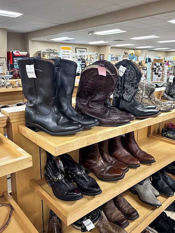 Cowboy boots with stories to tell&mdash;each scuff and crease a chapter in a North Dakota adventure you're about to continue.