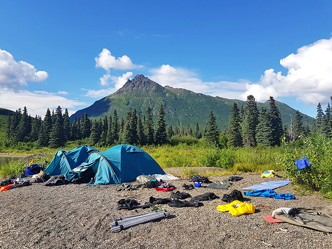 Tent city with a million-dollar view. When your camping neighbors are mountains instead of noisy humans, you've officially escaped civilization.
