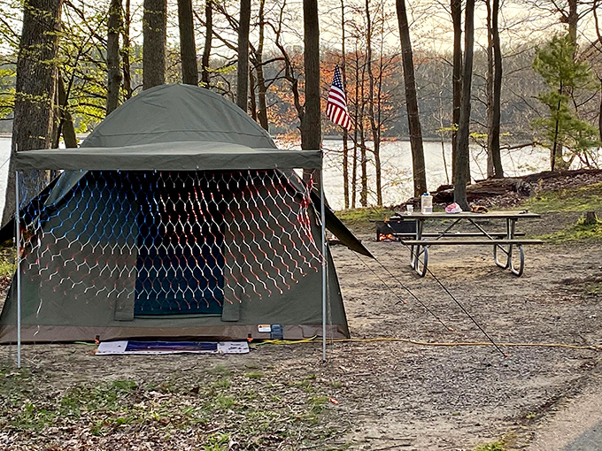 Camping at Punderson: where your backyard temporarily includes 1,400 acres of pristine Ohio wilderness and a flag-flying sense of adventure.