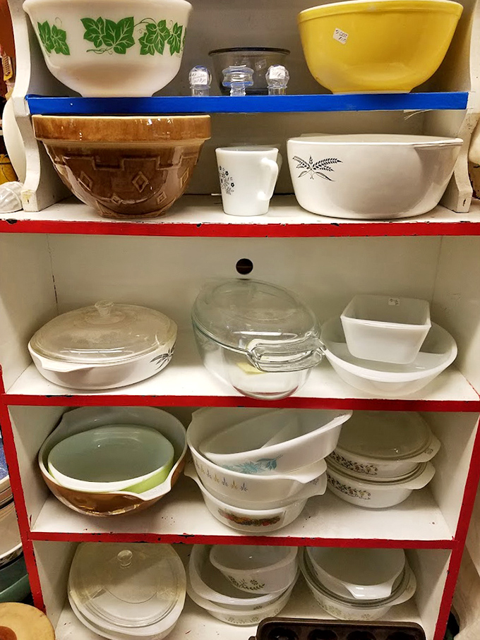 Pyrex bowls in rainbow hues &ndash; your grandmother's kitchen cabinet has officially become trendy again.