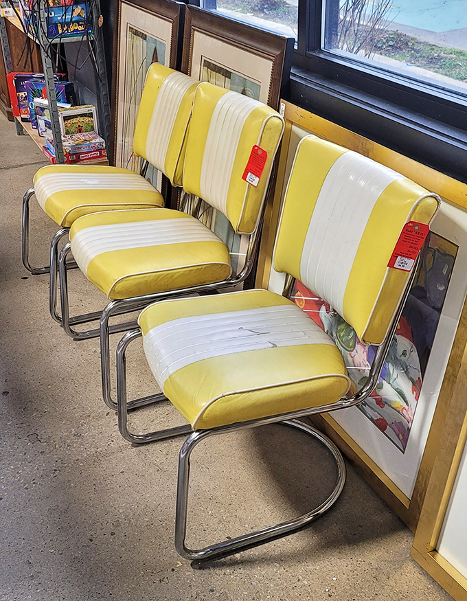 These sunshine-yellow vintage chairs aren't just seating&mdash;they're time machines to 1970s kitchen conversations over percolated coffee and fresh gossip.