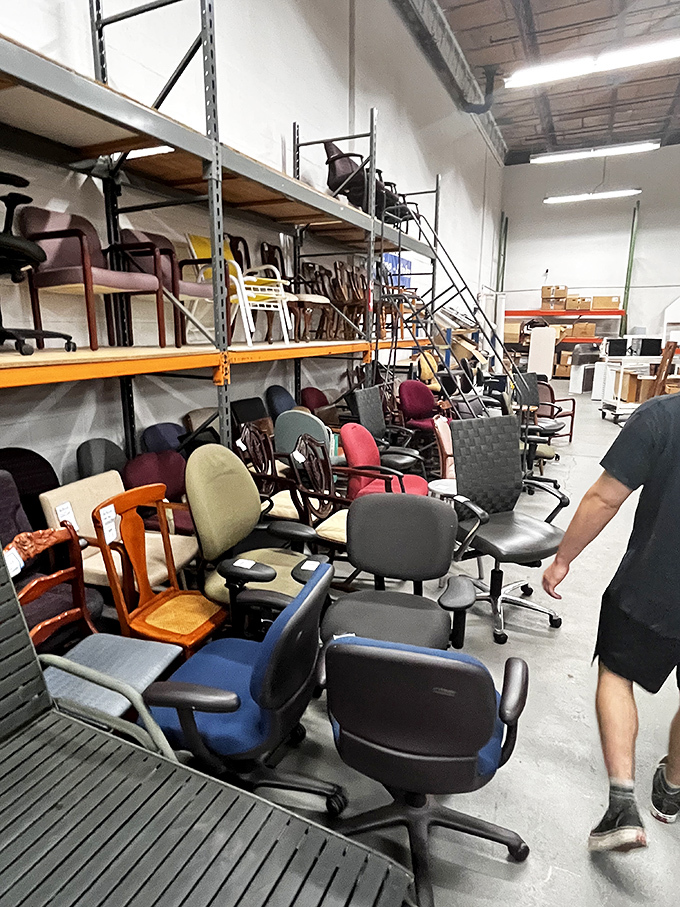 The chair department: where office castoffs and dining room heroes come for their second chance at greatness.