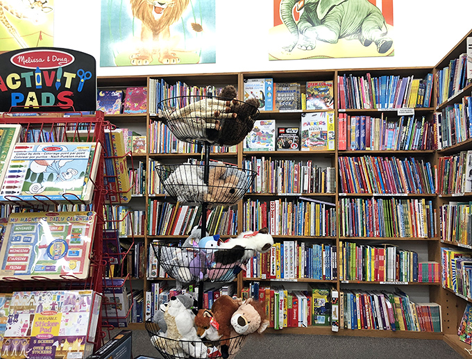 The children's section combines stuffed friends and colorful stories, creating the perfect recipe for raising little readers without breaking the bank.