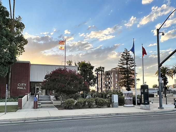 City Hall catches the golden hour light, proving that government buildings can indeed look good when bathed in California's magic-hour glow.