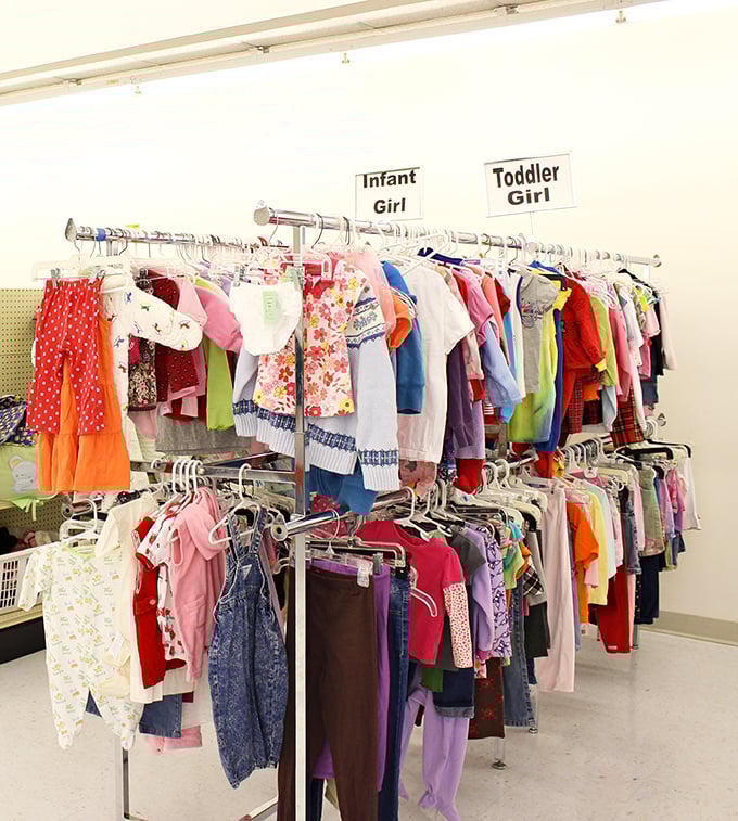 Tiny fashionistas start young! The children's clothing section is meticulously organized by size and type, making parents' shopping surprisingly painless.