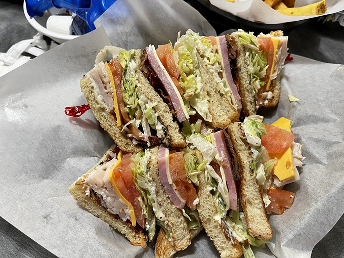 The club sandwich&mdash;where bread is merely the delivery system for layers of deli perfection. Each triangle contains a perfect bite ratio of meat, cheese, and veggies.
