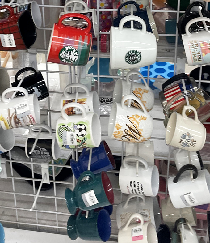 A collection of mugs that could tell a thousand stories. That Starbucks cup probably cost someone $25 new&mdash;now it's yours for pocket change.