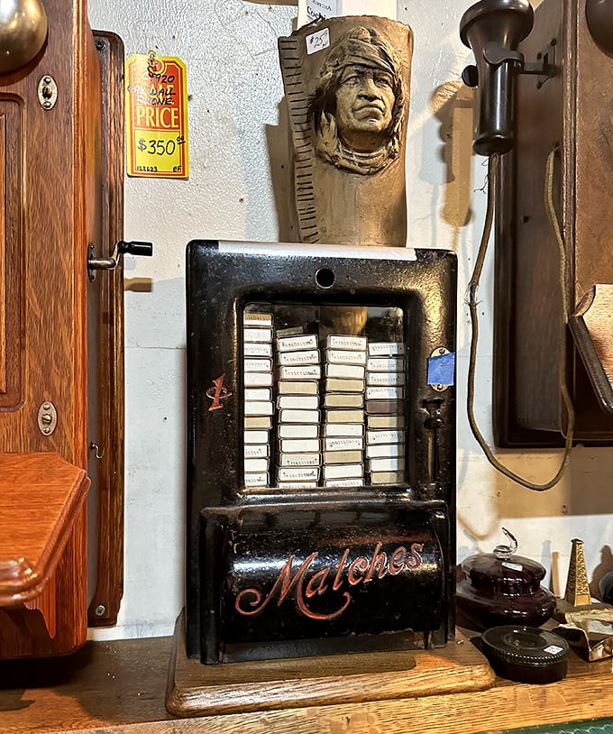 Not just a match dispenser &ndash; this vintage vending machine represents an era when even the most mundane objects were crafted with style.