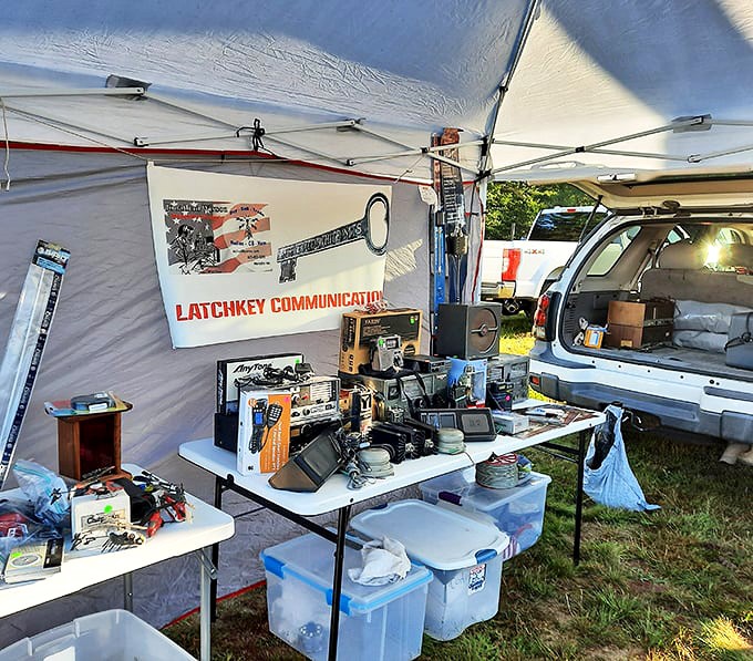 Radio enthusiasts gather at specialty booths where yesterday's technology finds today's appreciative audience – knobs and dials that once connected the world.