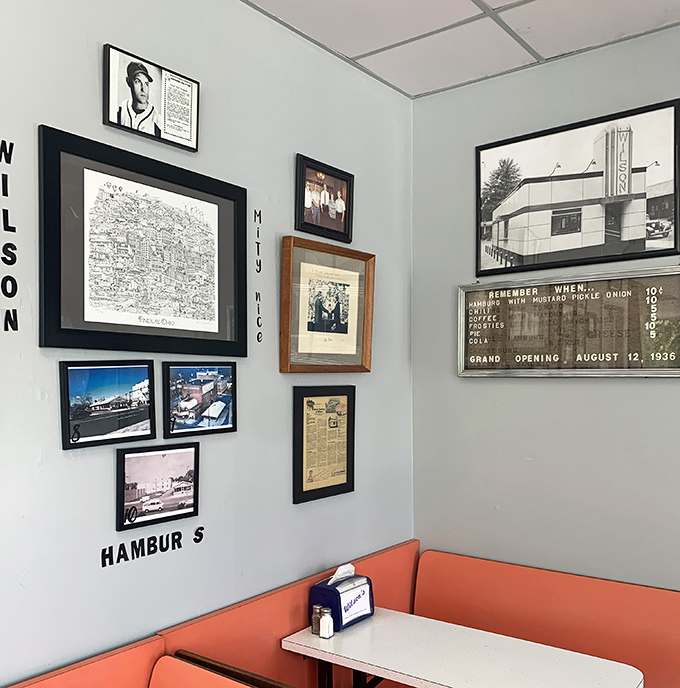 The wall of memories tells Wilson's story better than words ever could. Each photo a chapter in Findlay's culinary history.