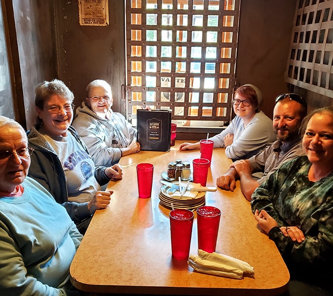 The cell block dining experience brings friends together. Those red cups aren't holding prison hooch&mdash;just good old-fashioned Kentucky hospitality.
