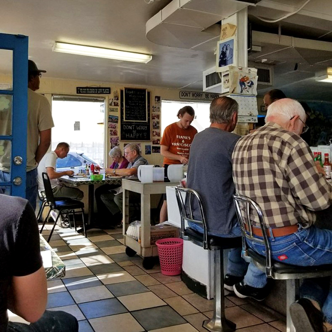 The counter seating at Frank's isn't just about efficiency&mdash;it's front-row tickets to the greatest show in Tucson: humanity bonding over breakfast.