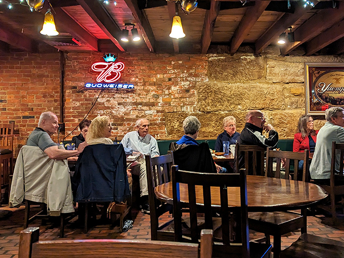 The exposed brick walls have witnessed countless celebrations, first dates, and the moment when someone tries their first Warehouse steak.