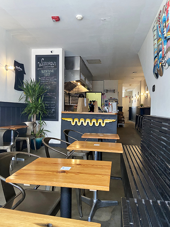 The dining area whispers "stay awhile" with its butcher block tables and industrial charm &ndash; like your coolest friend's apartment, but with better food.