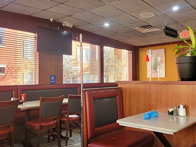 Sunshine streaming through those windows hits differently when you're settled into a booth with breakfast on the way.