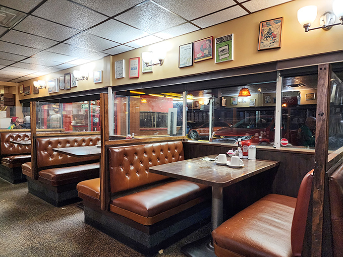 Empty booths waiting for the breakfast rush &ndash; each one holding decades of conversations, celebrations, and everyday moments shared over coffee.