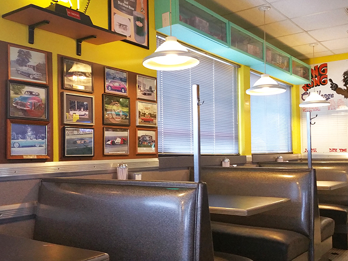 Yellow walls adorned with classic car photos create the perfect backdrop for those vinyl booths&mdash;where countless family stories have unfolded over pancakes and coffee. 
