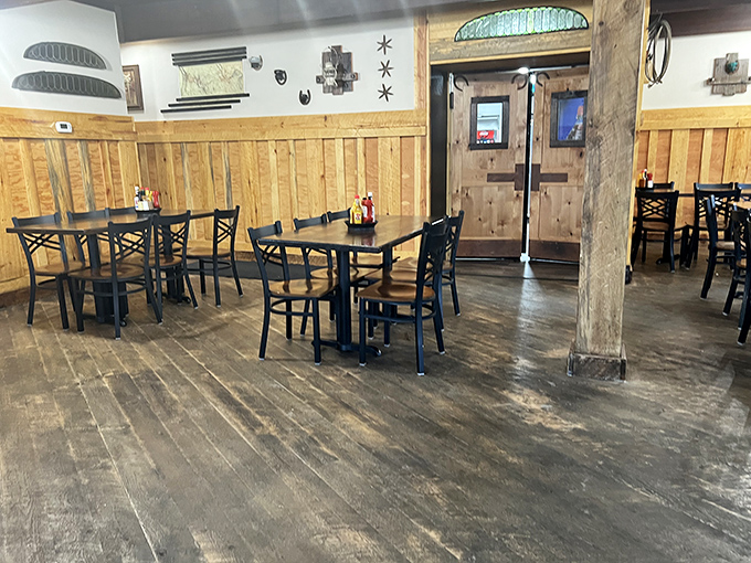 The dining room's wooden floors have witnessed countless satisfied nods from diners who just discovered their new favorite steakhouse in North Dakota.