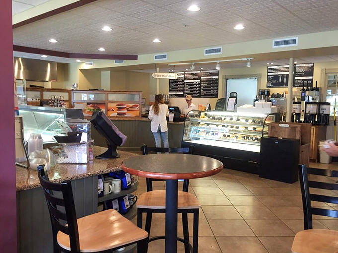 A dining area where calories don't count and conversations flow as easily as the coffee. Simple, clean, and focused on what matters &ndash; the food.