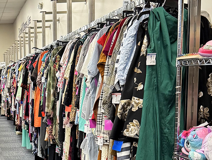 A kaleidoscope of fabrics and patterns tells stories of fashion eras gone by. Yesterday's styles become tomorrow's vintage finds.