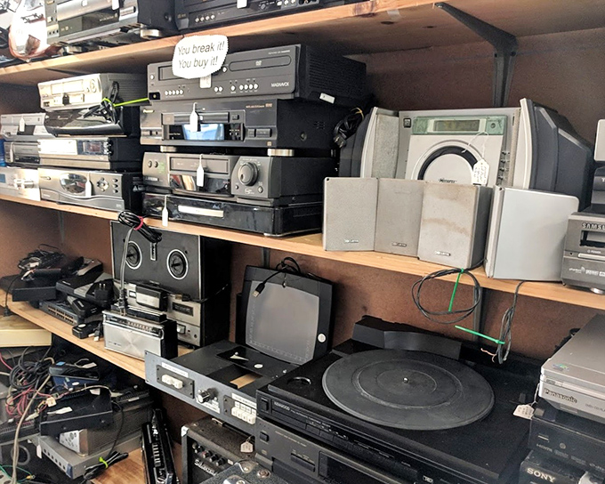 The electronics graveyard where obsolete technology finds new purpose. Yesterday's cutting-edge is today's conversation piece.
