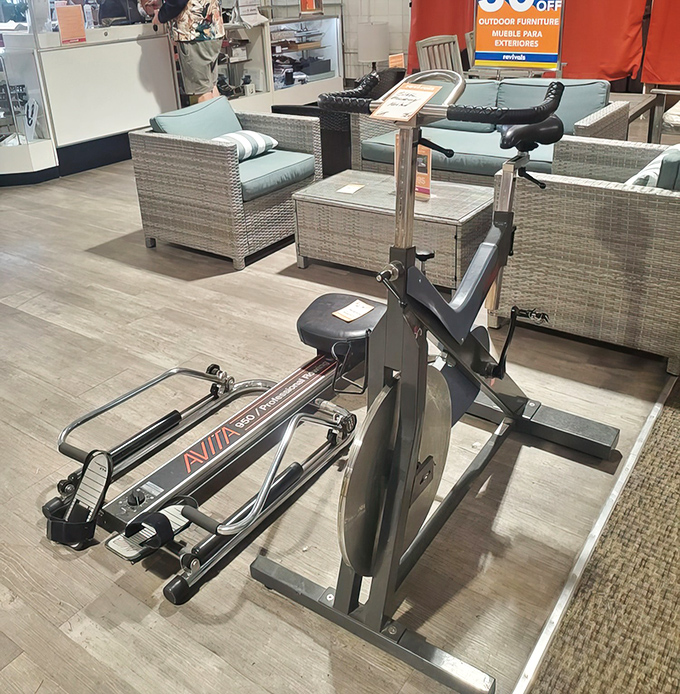 From spin class to second chance&mdash;exercise equipment awaits its next fitness journey while wicker patio furniture dreams of desert sunsets.