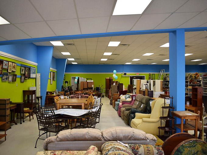 Furniture showroom featuring sofas, chairs, and tables with more stories than your chatty neighbor at the mailbox.
