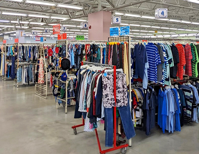 Racks upon racks of possibility. The thrill of the hunt keeps shoppers scanning for that perfect hidden gem.