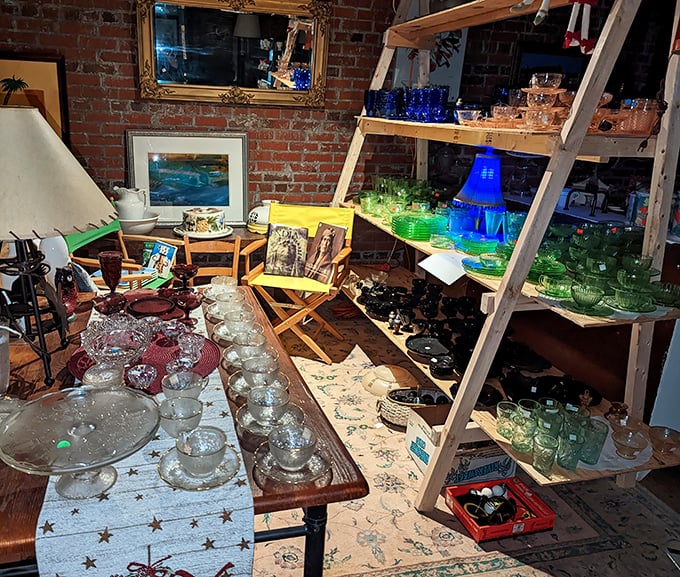 The sunlight dancing through vintage glassware creates a rainbow of possibilities&mdash;each piece holding memories of celebrations long past.