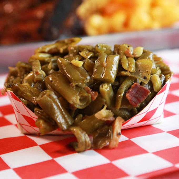 Green beans with bits of smoky goodness mixed in&mdash;proof that vegetables can hang with the cool kids at a barbecue joint.
