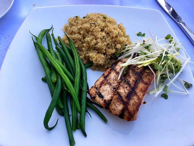 Simple perfection: grilled fish with green beans and quinoa. Sometimes the best dishes are the ones that let quality ingredients speak for themselves.