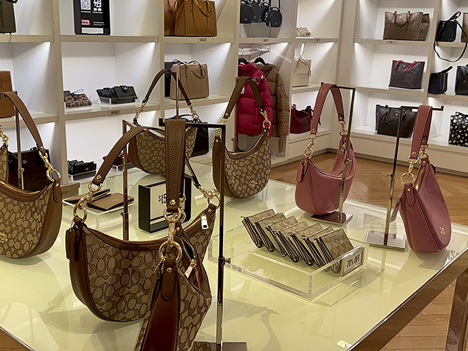 Coach handbags displayed like museum pieces&mdash;except you can actually touch these works of art. Your shoulder deserves this kind of luxury.