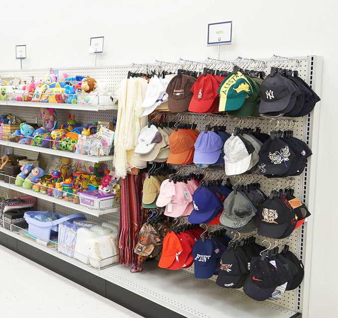 Hat enthusiasts, rejoice! From Yankees caps to sun protection, this wall of headwear has you covered&mdash;literally.