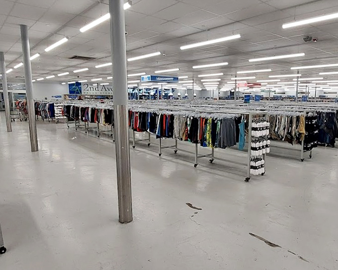 The clothing section stretches to the horizon, organized with a precision that would make Marie Kondo weep with joy.