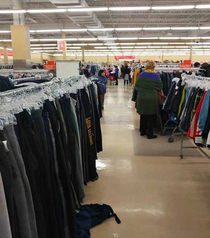 Denim democracy in action &ndash; where designer jeans and everyday workwear hang side by side in perfect secondhand harmony.