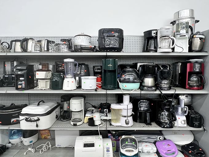 The small appliance graveyard, where coffee makers and blenders await resurrection in new kitchens&mdash;some still with years of morning brews ahead.