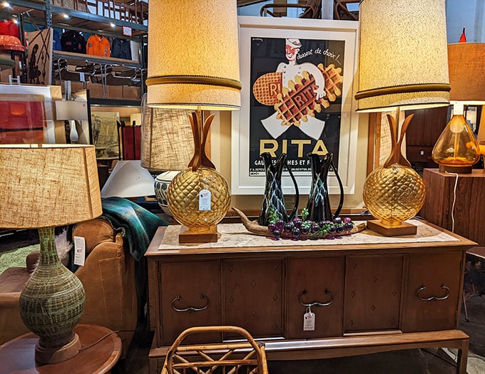 Lamp department or shrine to the golden age of mood lighting? These vintage beauties transform any room from "meh" to "martini-worthy" instantly.