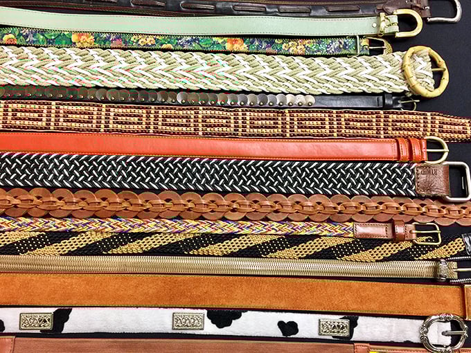 Belt bonanza! From braided leather to woven wonders, these waist-cinchers have supported pants through multiple fashion eras with dignified determination.