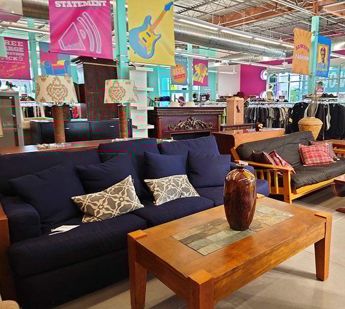 This living room display proves someone's loss is your gain &ndash; furniture shopping without the soul-crushing showroom experience.