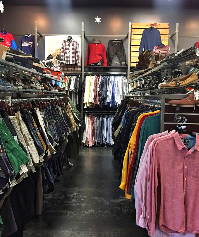 The men's section proves secondhand shopping isn't just for the ladies&mdash;organized racks of button-downs and casual wear await style-conscious guys.