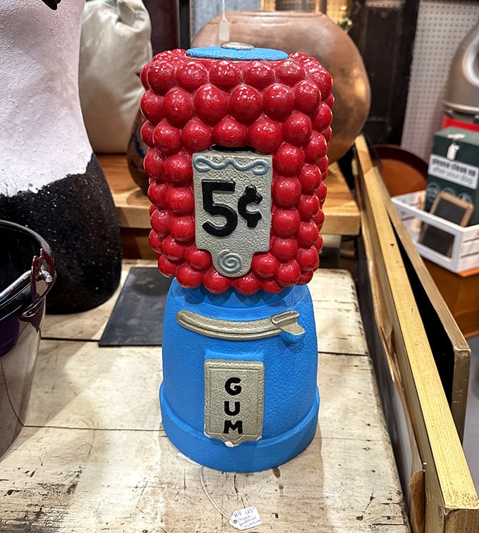This miniature gumball machine probably dispensed joy long before smartphones became our dopamine delivery system of choice. 