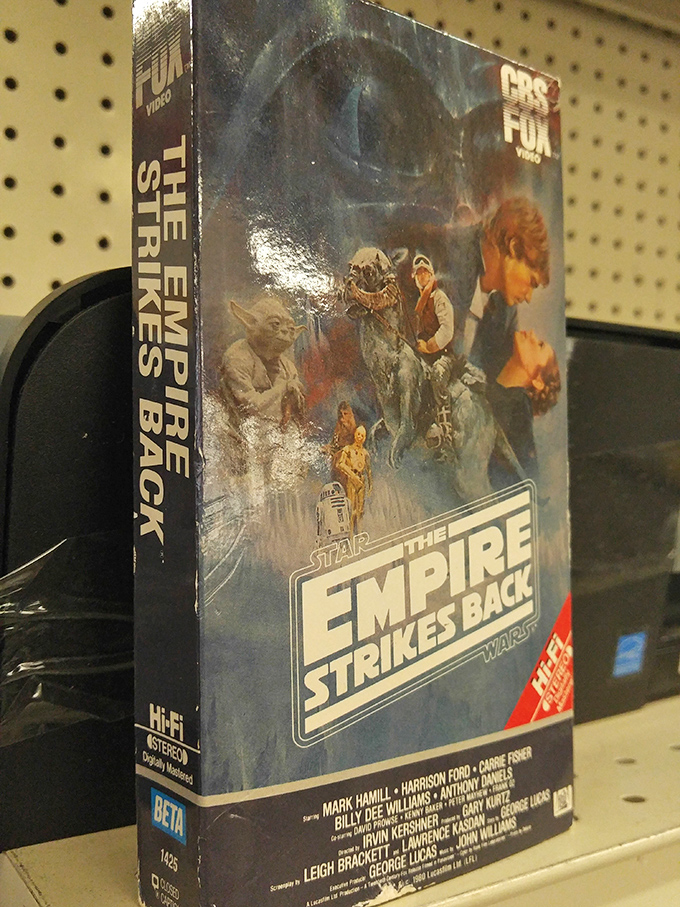 A VHS copy of "The Empire Strikes Back"&mdash;a relic from when we had to rewind our entertainment. May the thrift be with you.