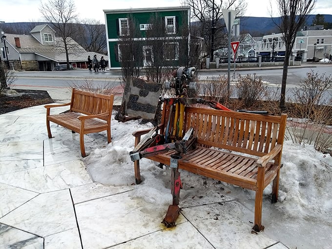 These benches have witnessed countless "just one more store" negotiations between shopping enthusiasts and their patient companions.