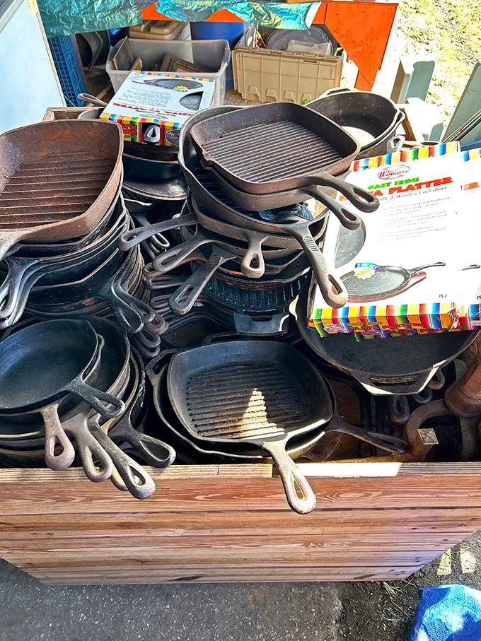 Cast iron paradise! These seasoned beauties have cooked thousands of meals and are ready for thousands more&mdash;each with its own perfectly developed patina.