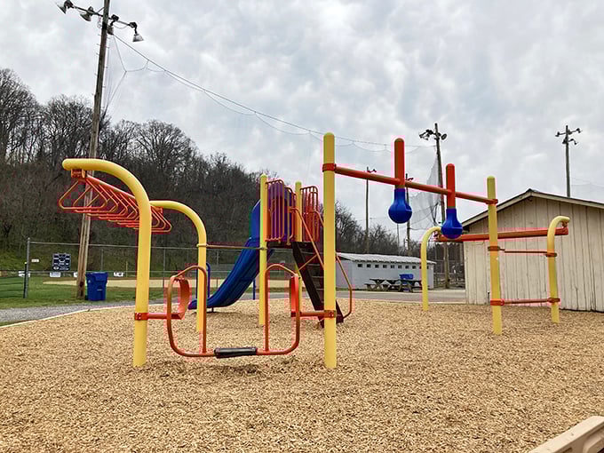Even the playground equipment in Jonesborough seems cheerier, as if knowing generations of children have created memories on these colorful structures.
