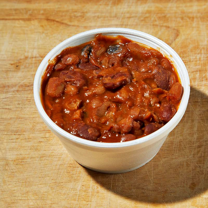 These baked beans aren't just a side dish&mdash;they're a supporting actor worthy of their own Oscar. Chunks of meat hiding like delicious buried treasure.